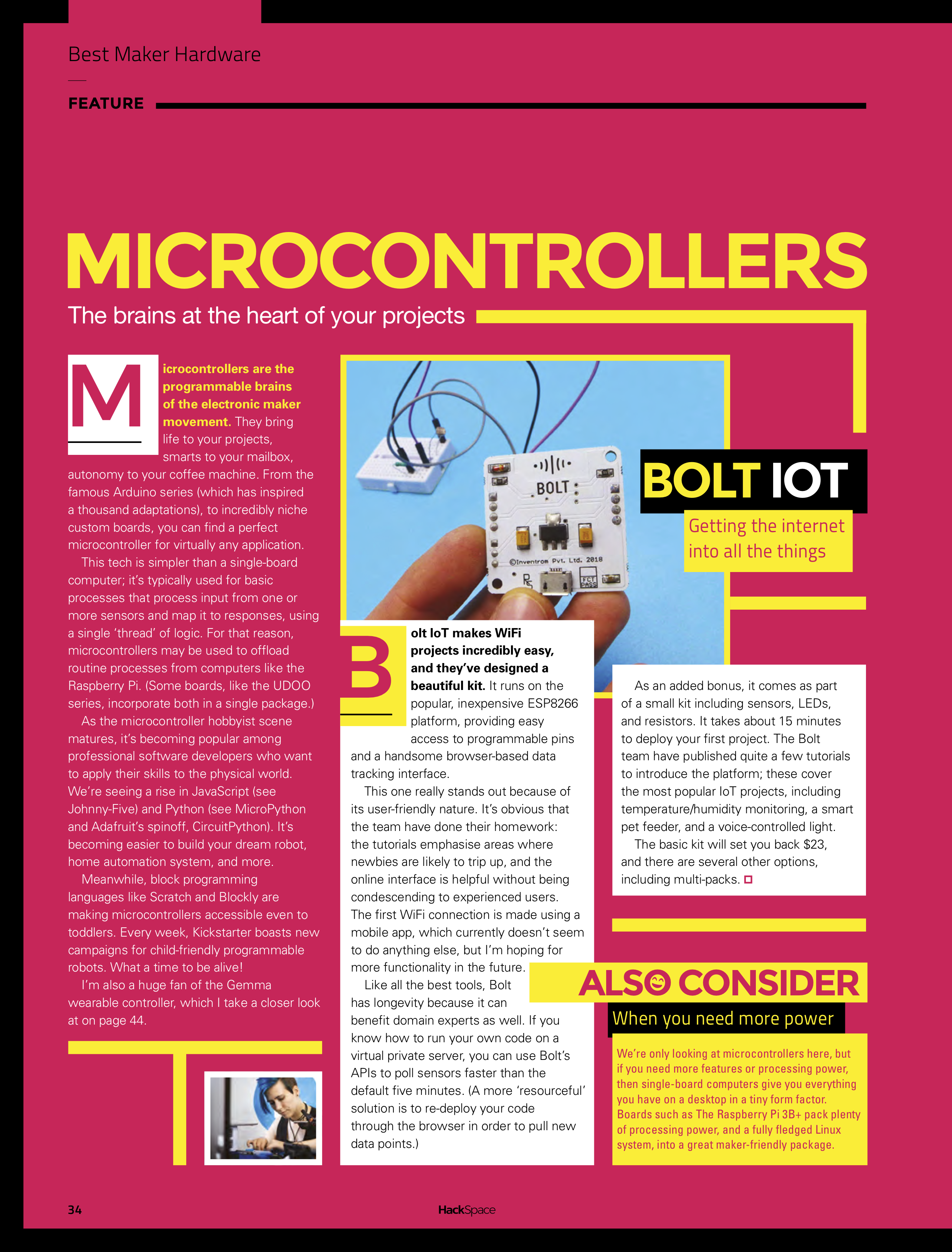 Bolt featured by Raspberry Pi in Hackspace magazine